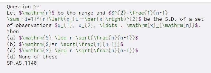Solved Question 2: Let $\mathrm{r}$ be the range and | Chegg.com