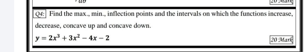 Solved Q4: Find the max., min., inflection points and the | Chegg.com