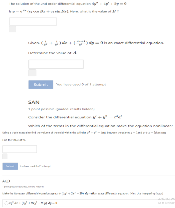 Solved The solution of the 2nd order differential equation | Chegg.com