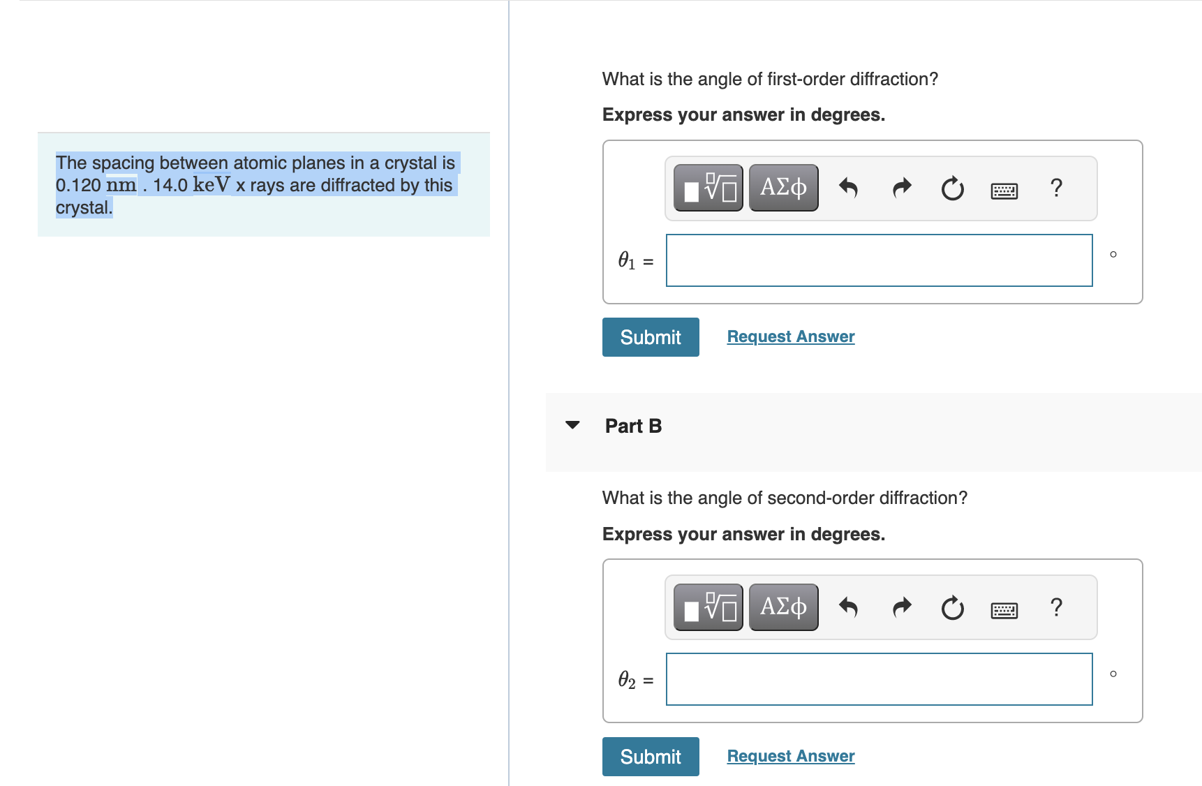 Solved What is the angle of first-order diffraction? Express | Chegg.com