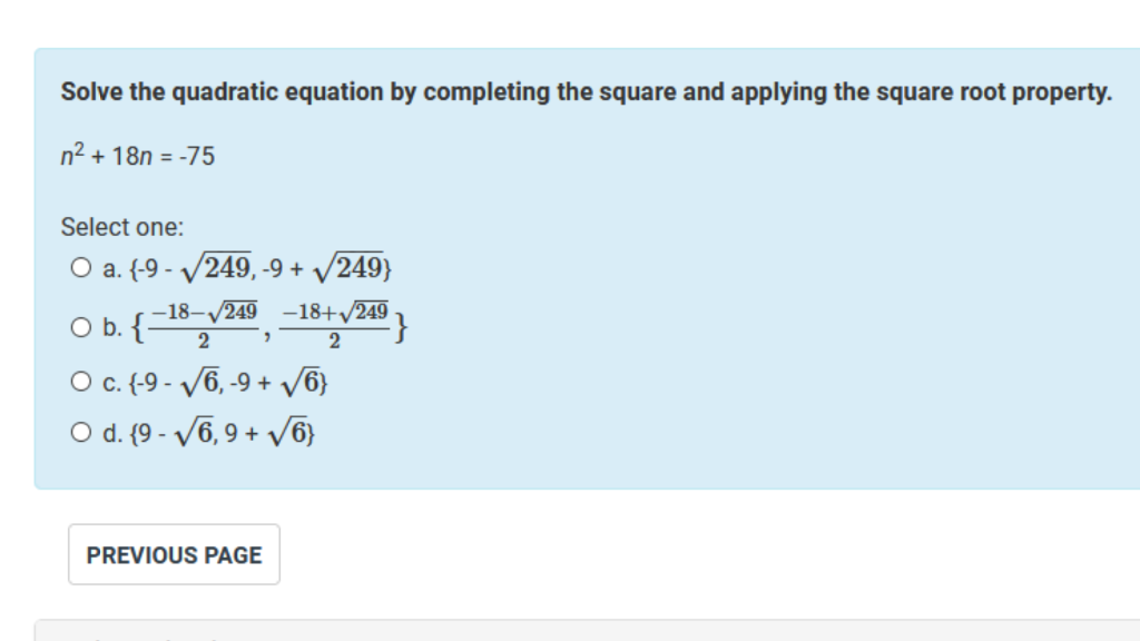 Solved Solve the quadratic equation by completing the square | Chegg.com