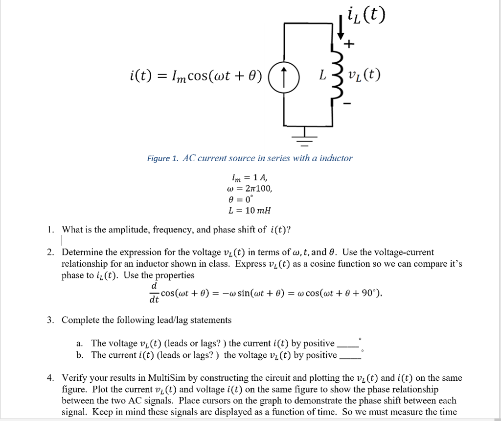 Solved ii(t) Figure 1. AC current source in series with a | Chegg.com