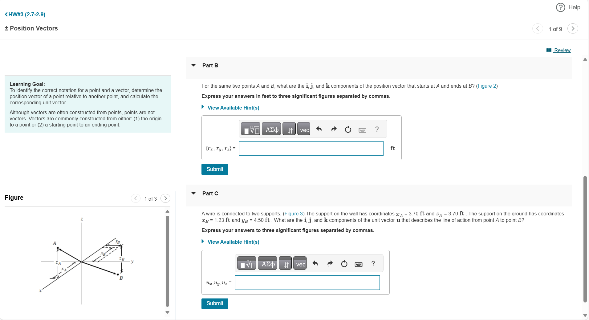 Solved +- ﻿Position Vectors | Chegg.com