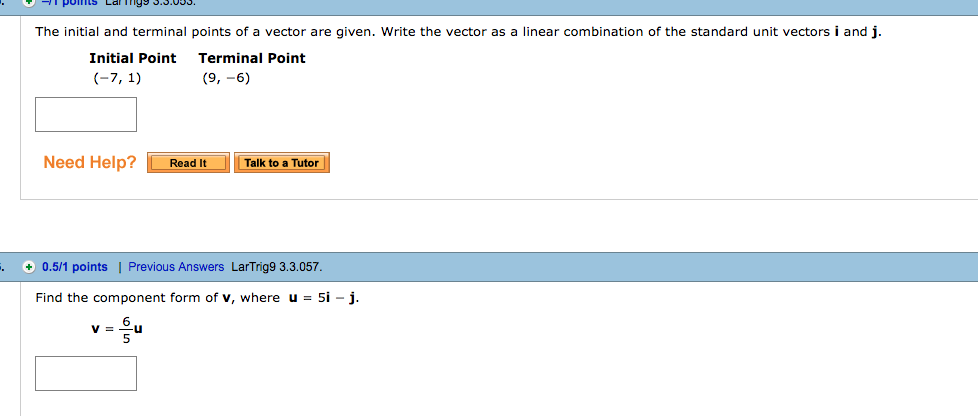 Solved The Initial And Terminal Points Of A Vector Are 0459