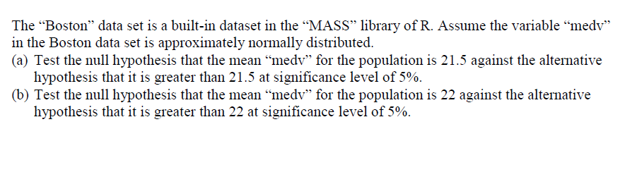 Solved The “Boston” data set is a built-in dataset in the | Chegg.com