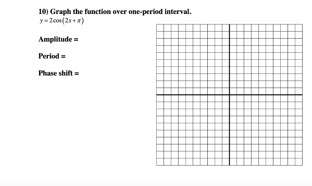 Solved 10) Graph the function over one-period interval. y = | Chegg.com