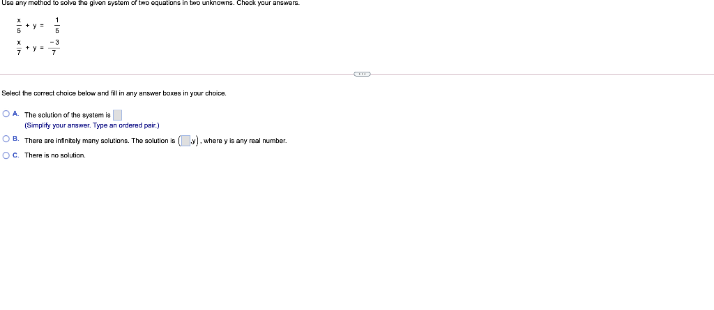 Solved Use any method to solve the given system of two | Chegg.com