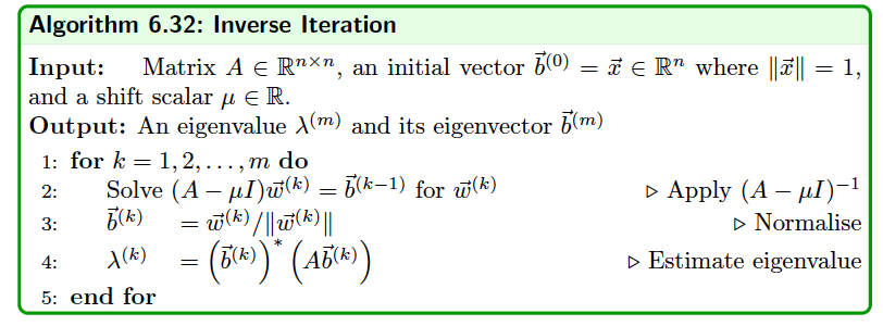 Consider the inverse iteration (Algorithm 6.32) | Chegg.com