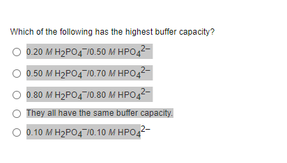Solved Which of the following has the highest buffer | Chegg.com