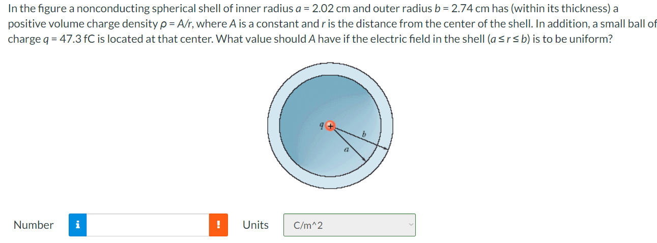 Solved In the figure a nonconducting spherical shell of | Chegg.com