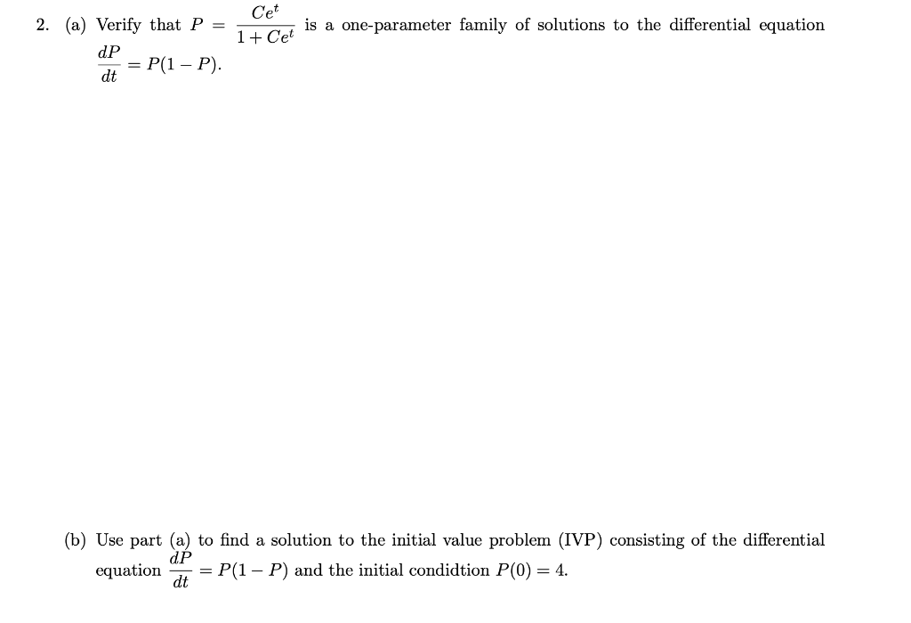 Solved Cet 1+ Cet is a one-parameter family of solutions to | Chegg.com