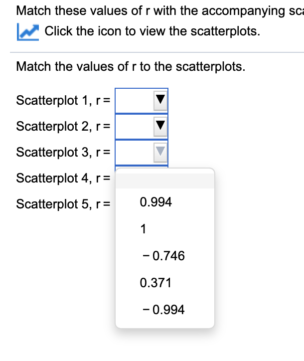 Solved Match these values of r with the accompanying | Chegg.com