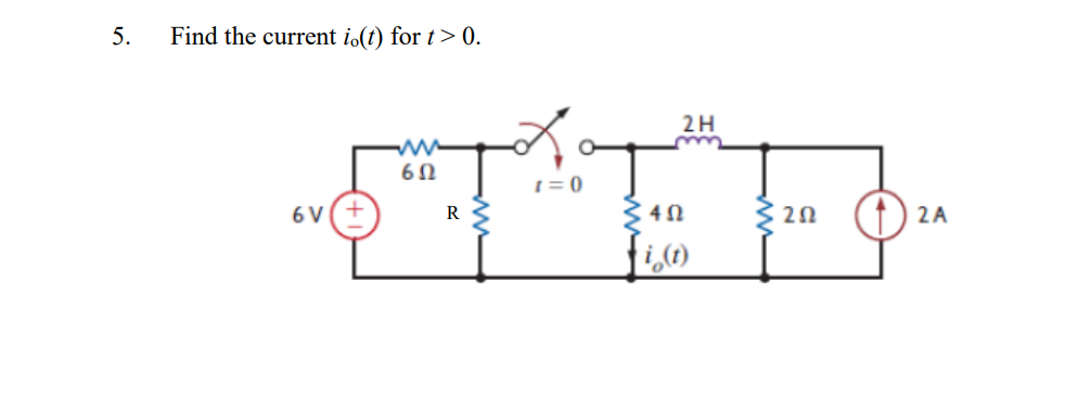 Solved 5. Find the current io(t) for t>0. | Chegg.com