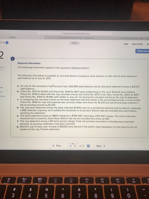 Solved Help Save &Exit Check my w Required information The | Chegg.com
