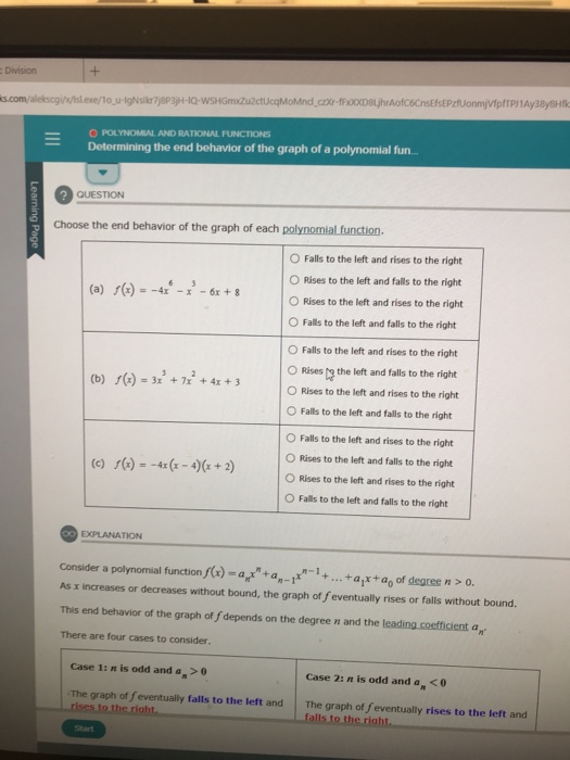 Solved ?POLYNOMAL AND RATIONAL FUNCTIONS Determining the end | Chegg.com