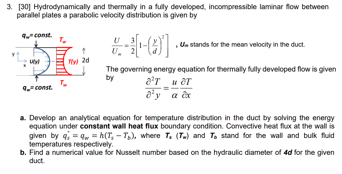 Solved 3. [30] Hydrodynamically and thermally in a fully | Chegg.com