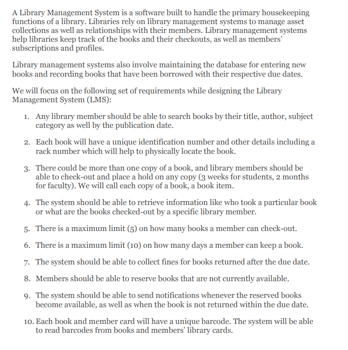 Solved A Library Management System is a software built to | Chegg.com