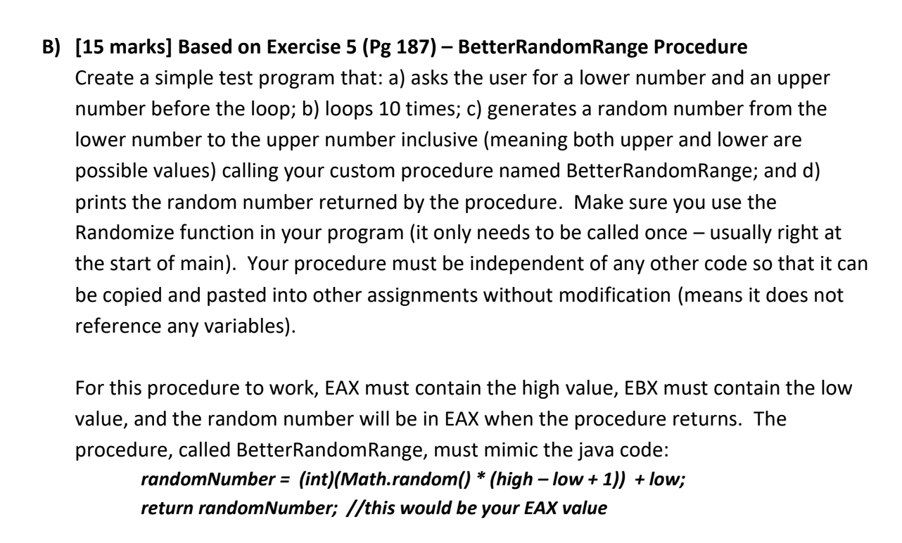 Solved B) [15 marks] Based on Exercise 5 (Pg 187) - | Chegg.com