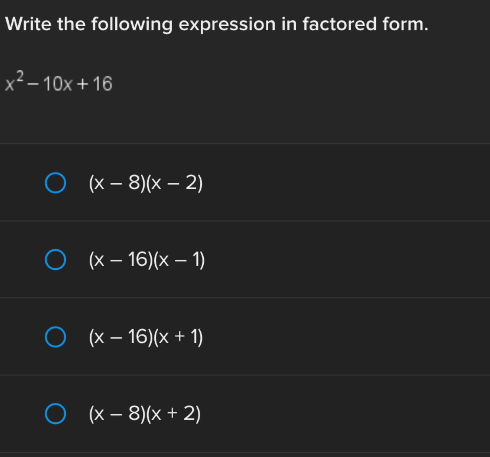 Solved Write the following expression in factored | Chegg.com