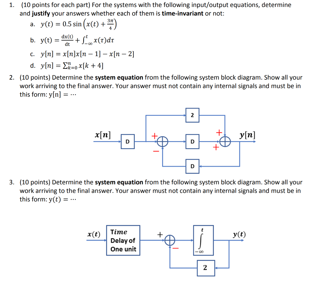 Solved (10 points for each part) For the systems with the | Chegg.com