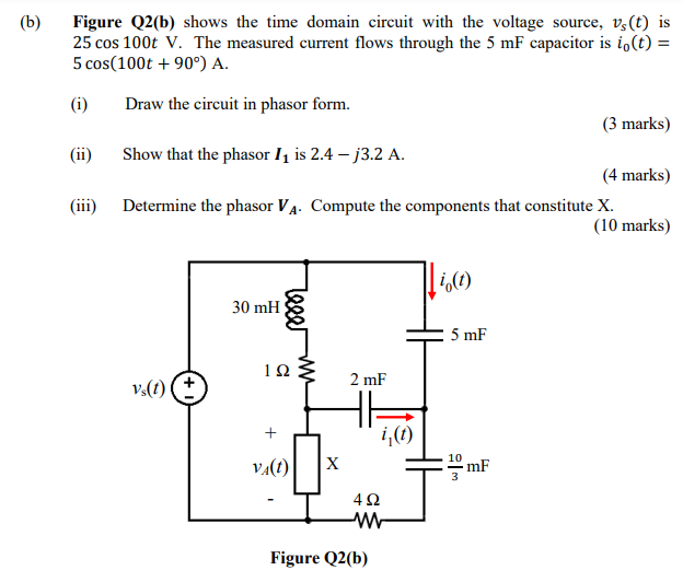 Solved (b) Figure Q2(b) shows the time domain circuit with | Chegg.com