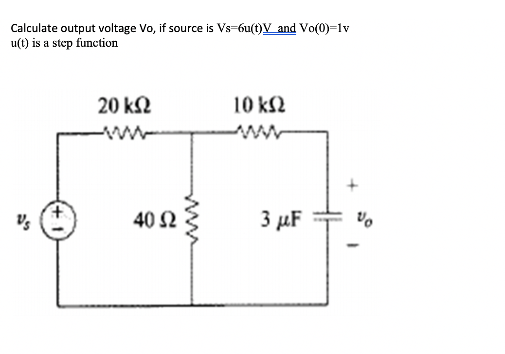 Solved Calculate output voltage Vo, if source is Vs=6u(t)V | Chegg.com