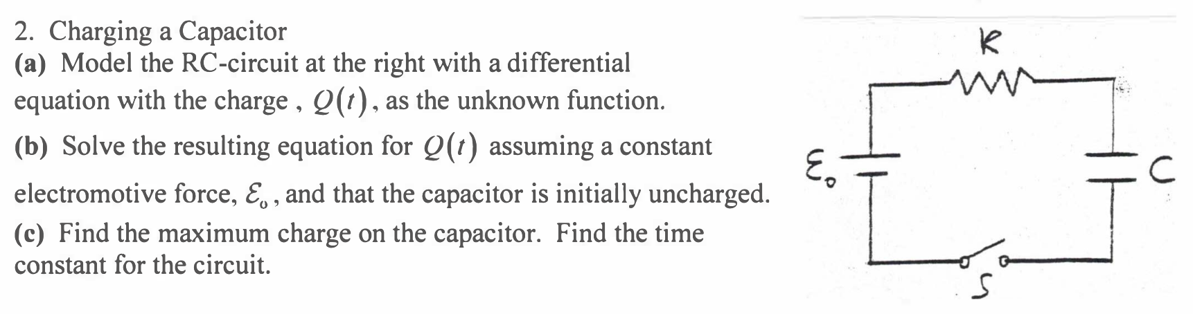 Solved R 2. Charging a Capacitor (a) Model the RC-circuit at | Chegg.com