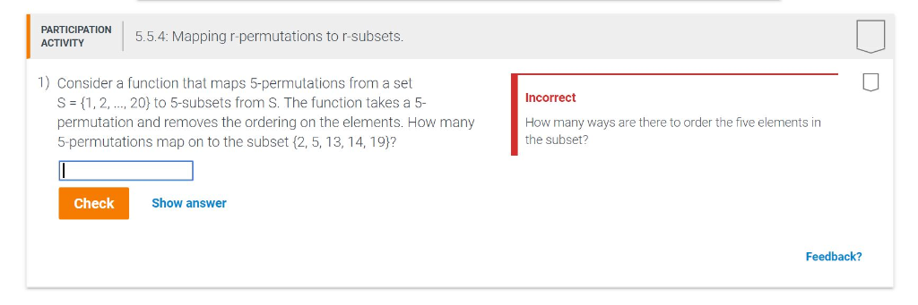 PARTICIPATION ACTIVITY 5.5.4: Mapping r-permutations | Chegg.com