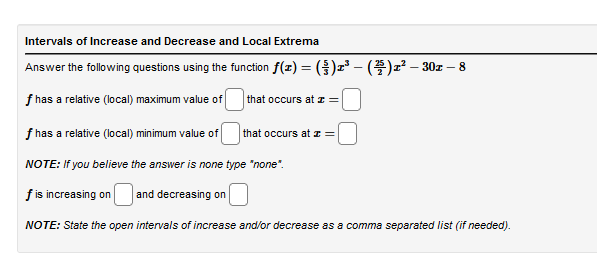Solved HW Sec 4.5 Derivatives and the Shape of Graphs: | Chegg.com