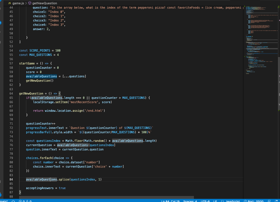 So I need to write a winning condition for my trivia | Chegg.com