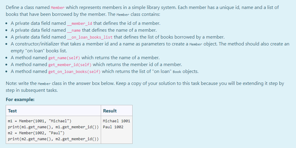 Solved Define a class named Member which represents members | Chegg.com