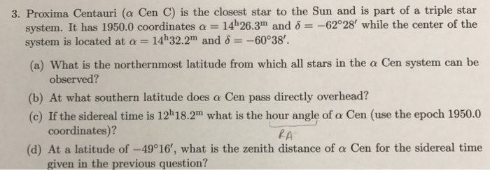Solved Proxima Centauri (alpha Cen C) is the closest star to | Chegg.com