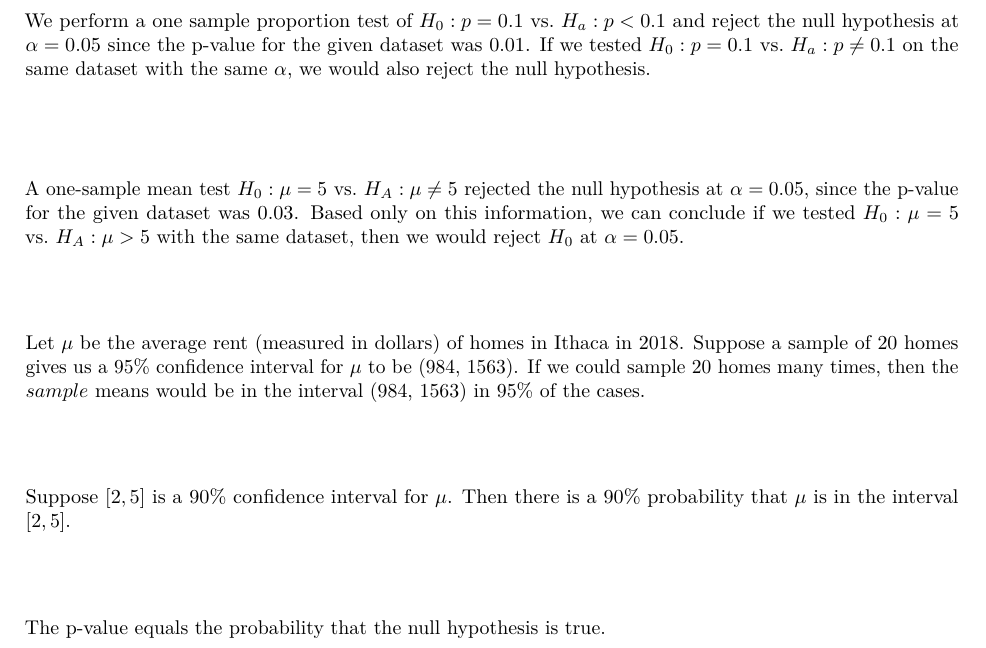 Solved We perform a one sample proportion test of H0:p=0.1 | Chegg.com