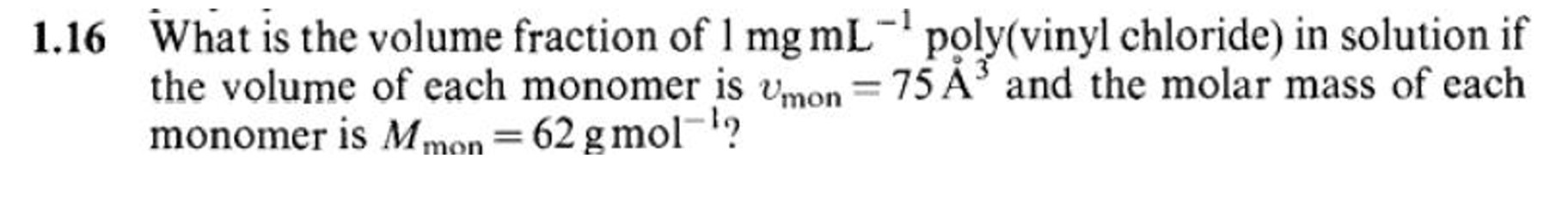 Solved 1.16 What is the volume fraction of 1mgmL−1 | Chegg.com