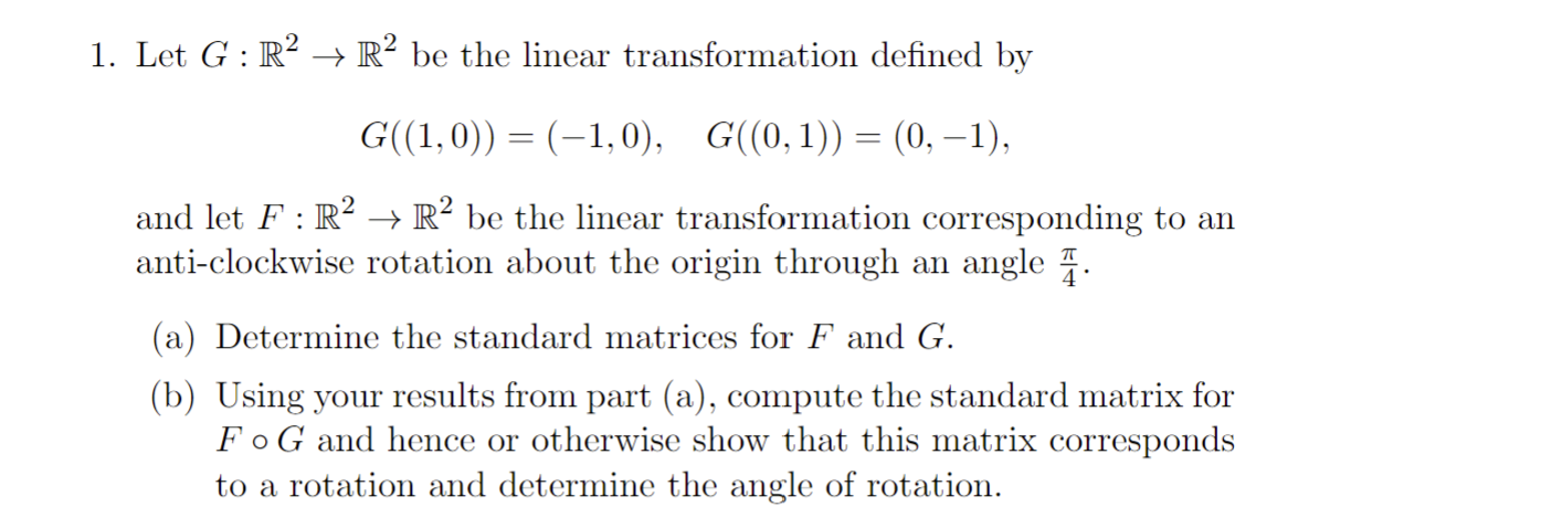Solved Let G:R2→R2 ﻿be the linear transformation defined | Chegg.com