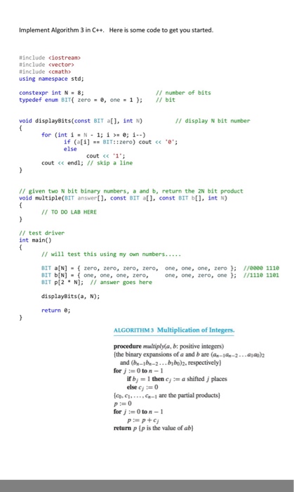 Solved Use Given Pseudo Code To Implement Void Multiple