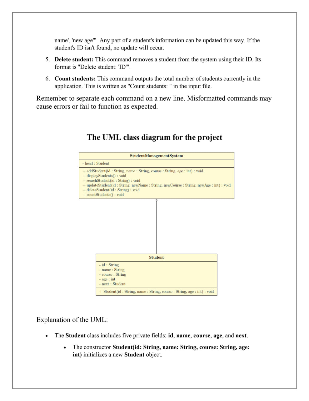 Solved Student Management System In the following project, | Chegg.com