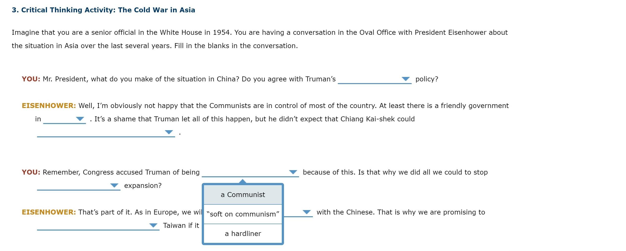 Solved 3. Critical Thinking Activity: The Cold War in Asia | Chegg.com