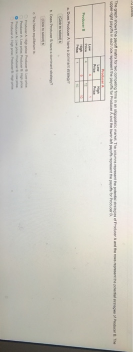 Solved The graph shows the payoff matrix for two competing | Chegg.com