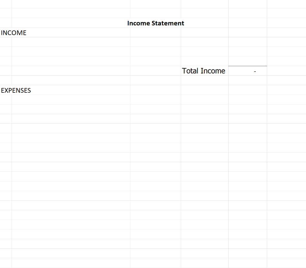 Solved Income Statement INCOME Total Income EXPENSES Using | Chegg.com