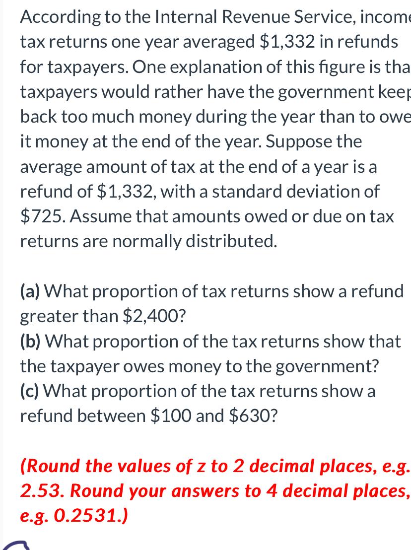 Solved According to the Internal Revenue Service, incom tax | Chegg.com
