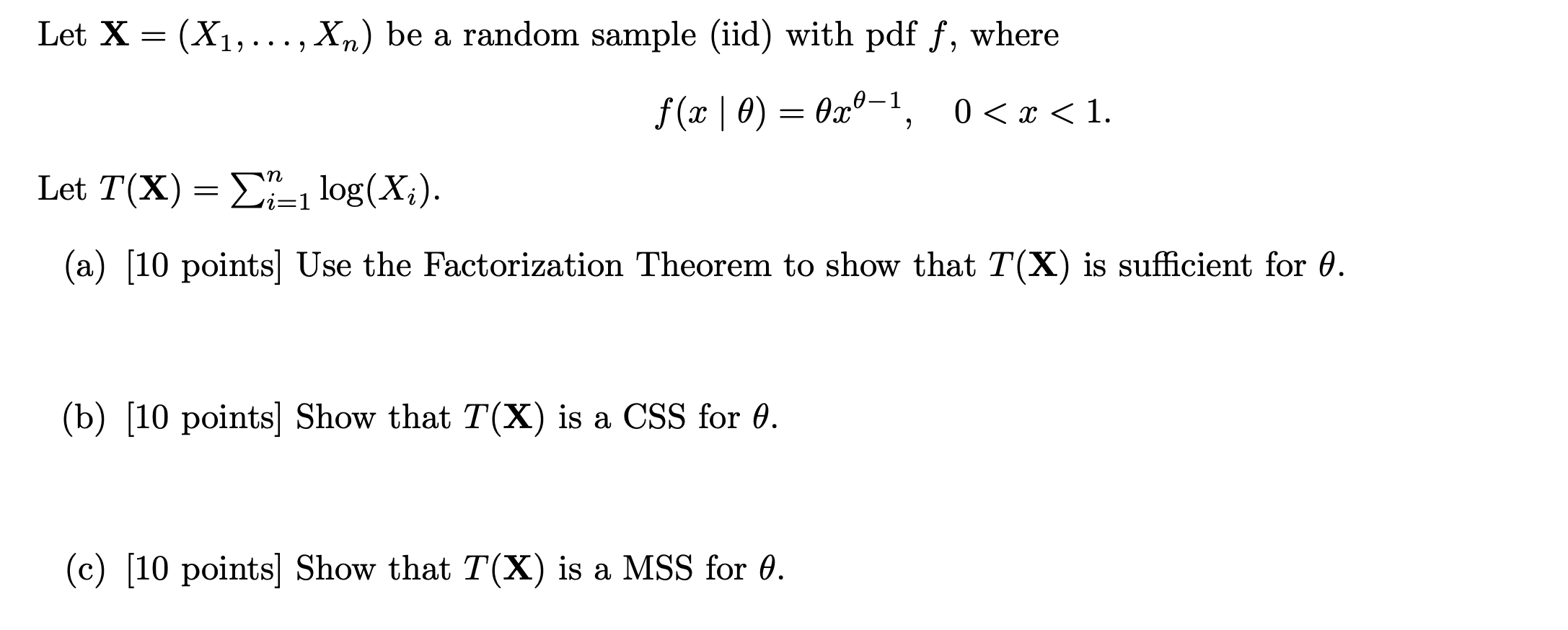 Solved Let x=(x1,dots,xn) ﻿be a random sample (iid) ﻿with | Chegg.com