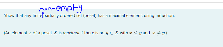 Solved non-empty Show that any finiteſpartially ordered set | Chegg.com