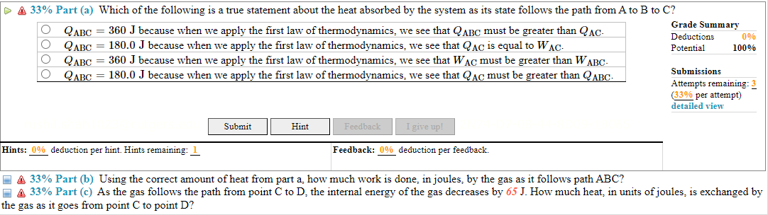 Solved (20\\%) Problem 2: A sample of gas in state A can | Chegg.com