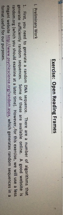 Solved First, you need to generate a random DNA sequence. | Chegg.com