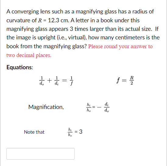 Solved A converging lens such as a magnifying glass has a | Chegg.com