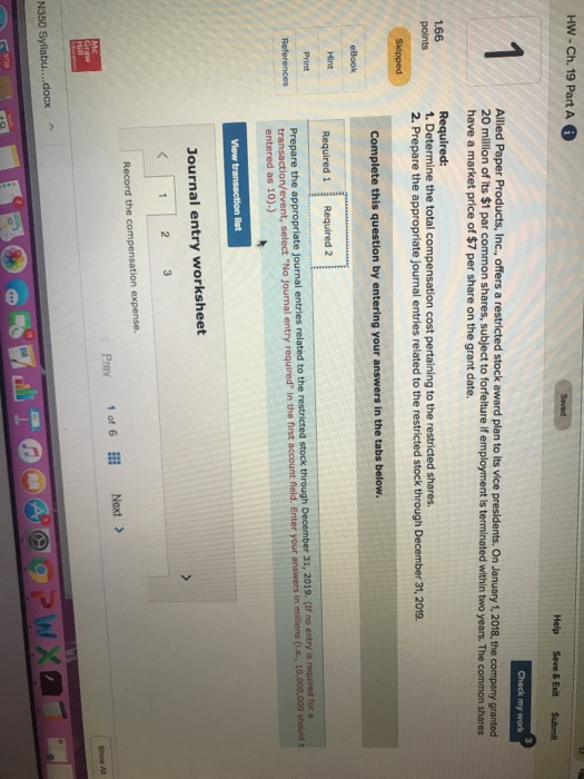 Solved HW -Ch. 19 Part A Help Save&Exit Submit 1 Exercise | Chegg.com Solved HW -Ch. 19 Part A Help Save&Exit Submit 1 Exercise | Chegg.com