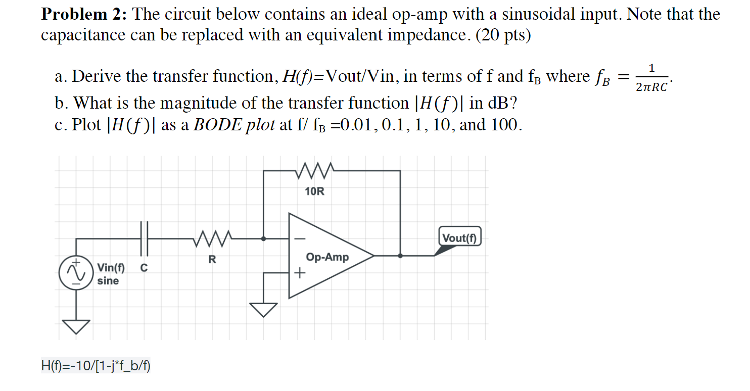 Solved Problem 2: The circuit below contains an ideal op-amp | Chegg.com