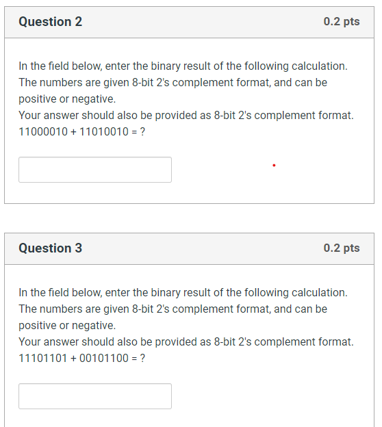 Solved In the field below, enter the binary result of the | Chegg.com