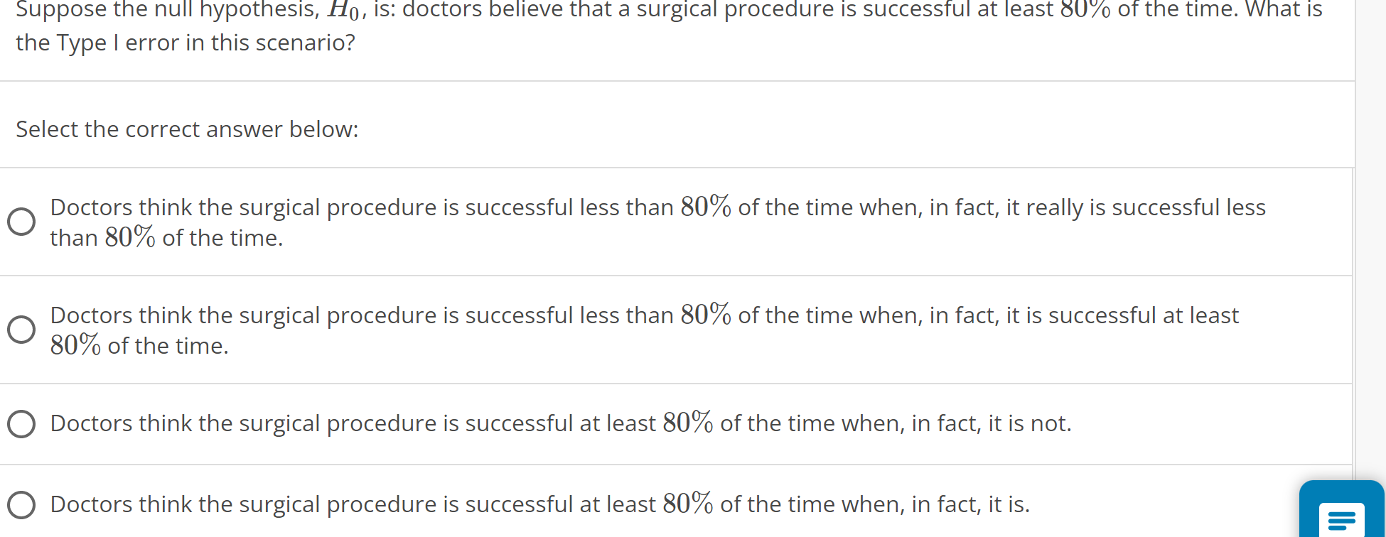 Solved Suppose the null hypothesis, Ho, is: doctors believe | Chegg.com
